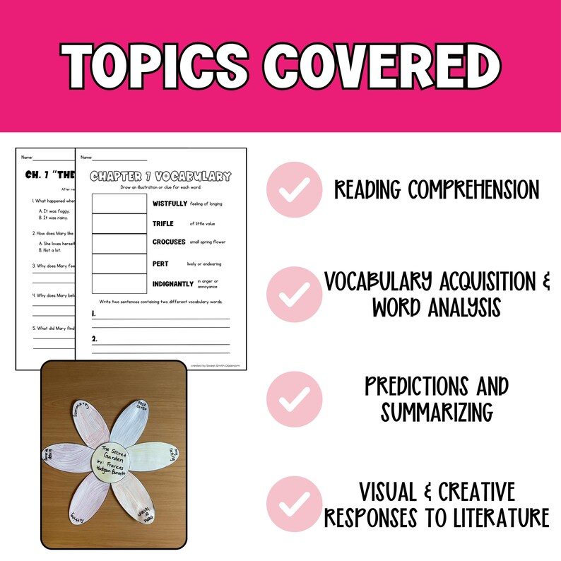 The Secret Garden Novel Study - Comprehension Questions, Vocabulary ...