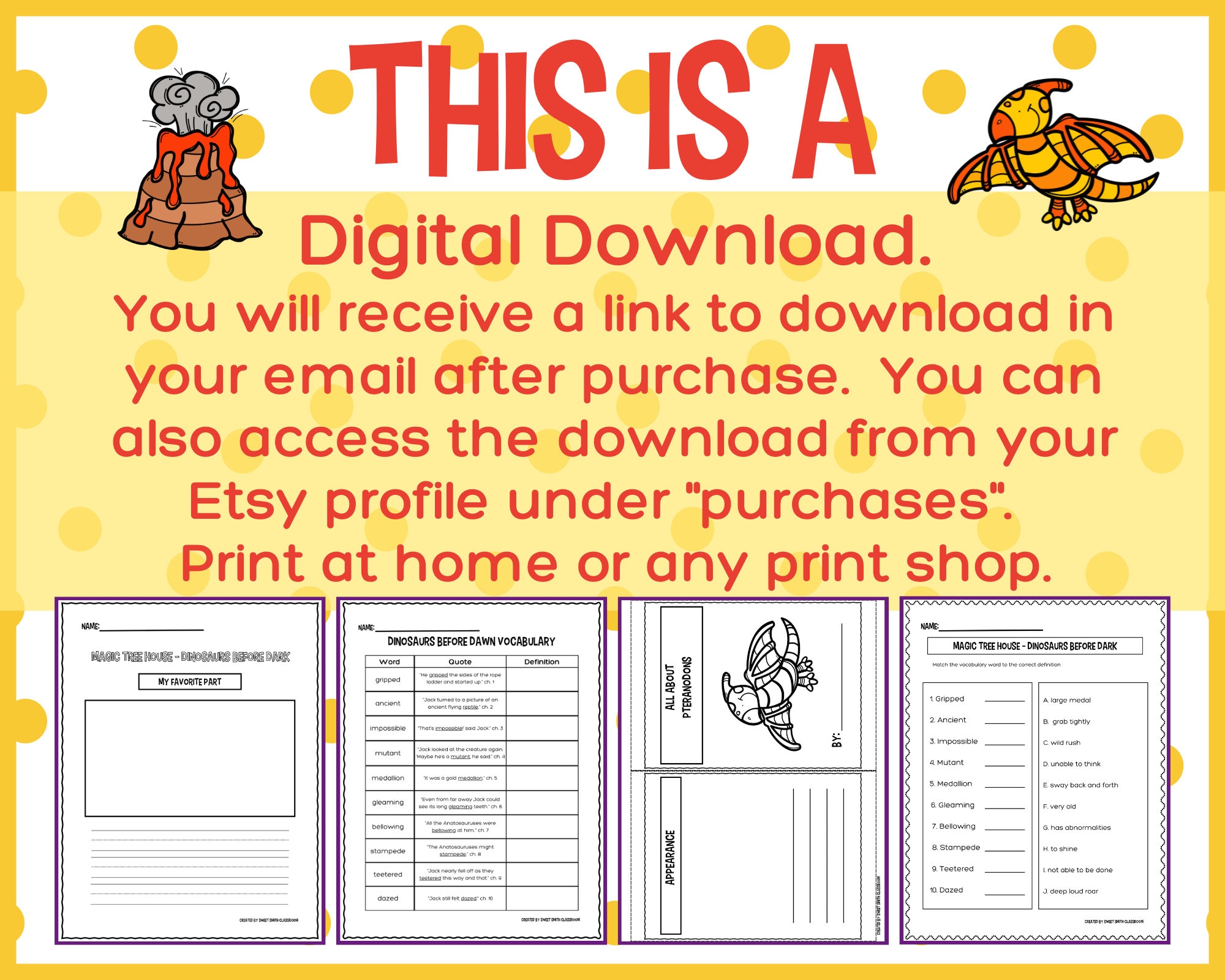 Novel Study of Magic Tree House Dinosaurs Before Dark | Reading ...