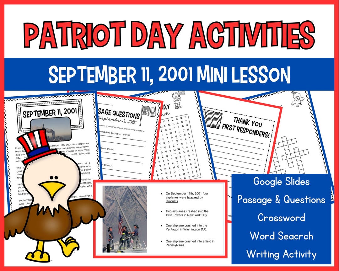 Patriot Day | September 11 | No Prep Activities | Mini Lesson ...