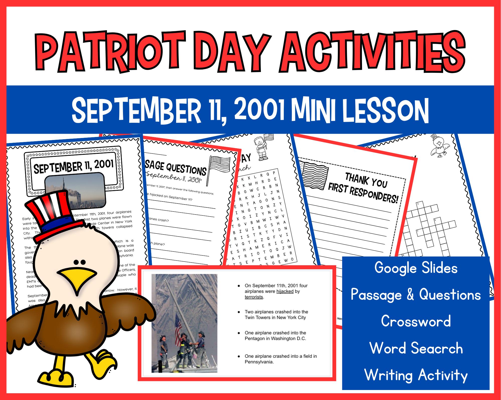 Patriot Day | September 11 | No Prep Activities | Mini Lesson ...