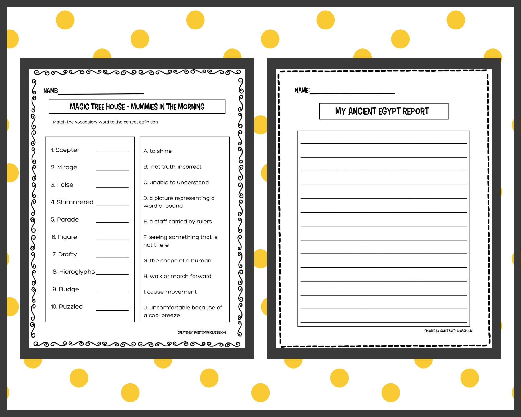 Novel Study of Magic Tree House Mummies in the Morning Reading ...