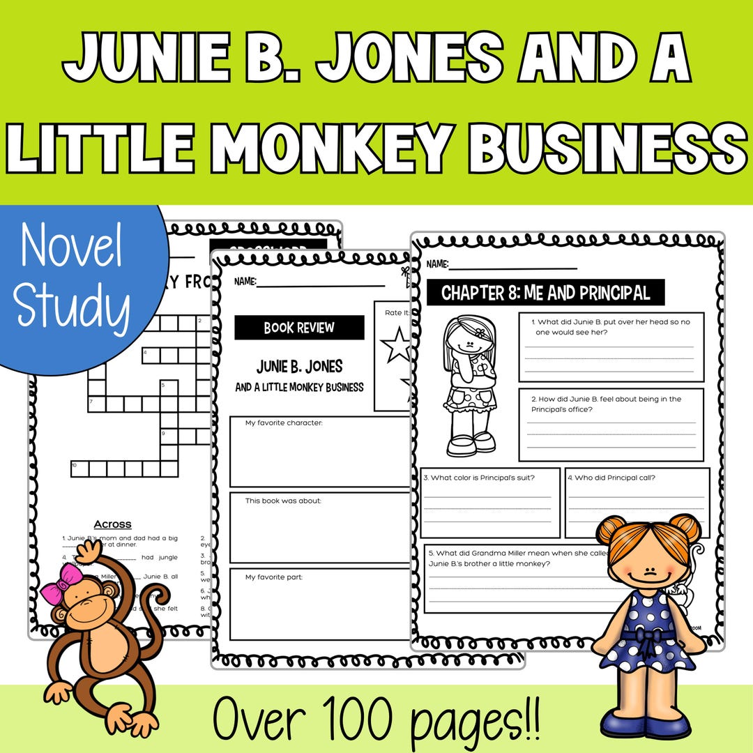 Junie B. Jones Novel Study: Reading Comprehension Worksheets - Etsy