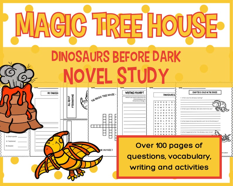Magic Tree House: Dinosaurs Before Dark Novel Study (no Prep Worksheets ...