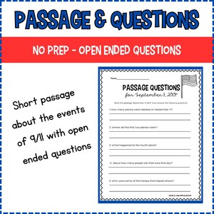 Patriot Day September 11 No Prep Activities Mini Lesson Worksheet and ...