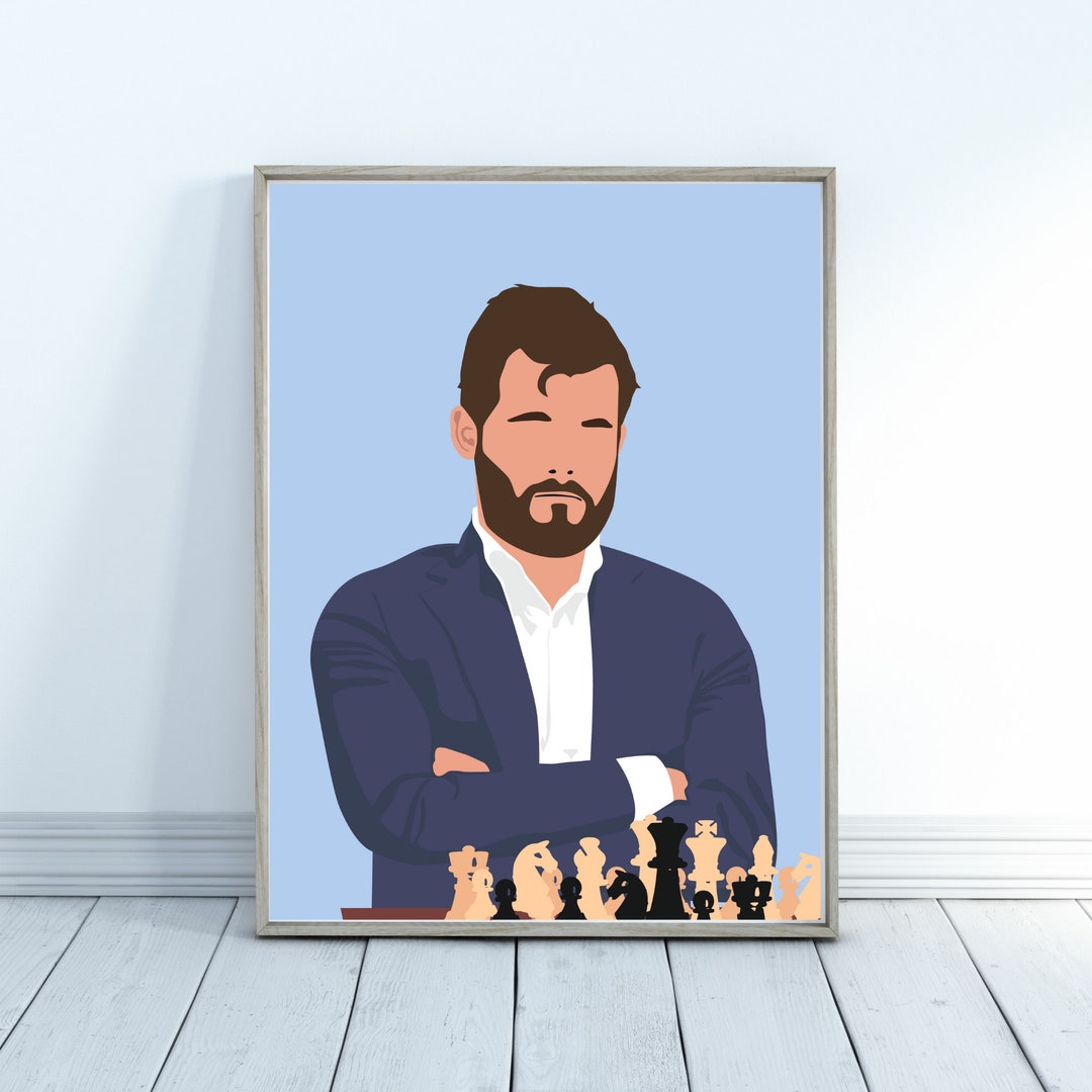 Magnus Carlsen Chess Poster Chess Gifts Magnus Carlsen Print Chess ...