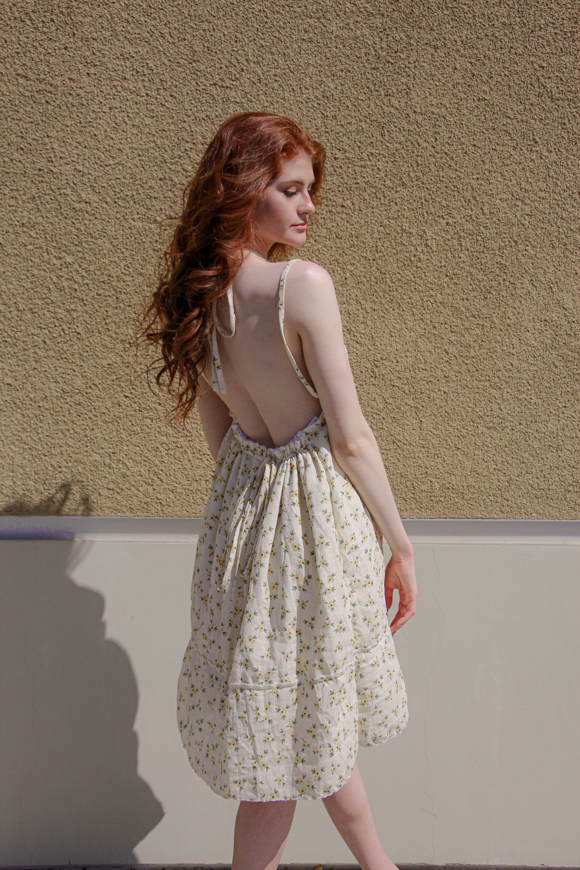 Yellow Daisy Tiered Sundress/ Summer Dress/ Tiered Floral | Etsy