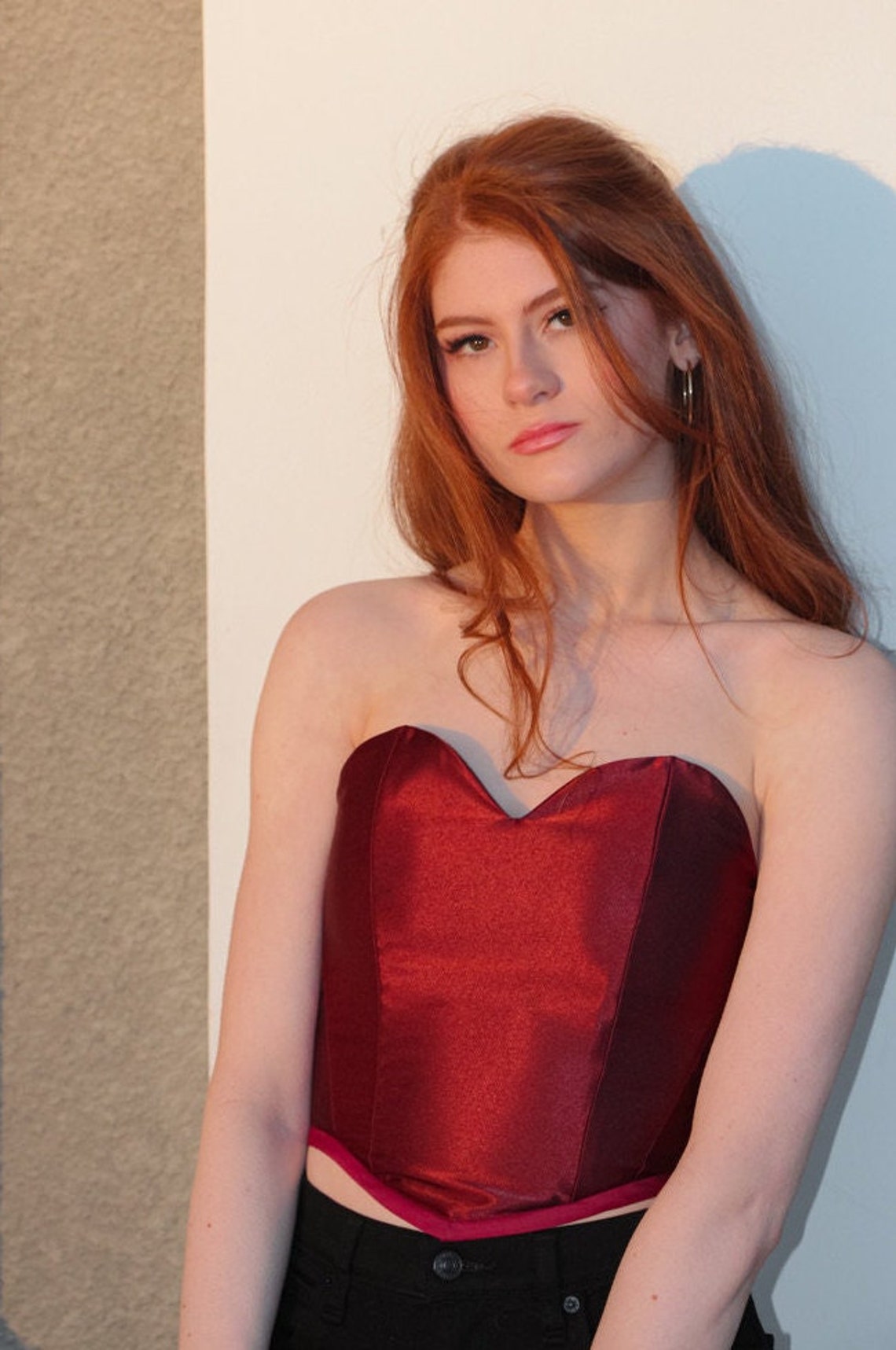 Burgundy Satin Heart Corset/ Red Satin Bustier/ Trendy Corset/ - Etsy