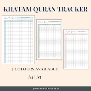 PRINTABLE | Khatam Quran Tracker | Checklist for Quran Reading | Yearly ...