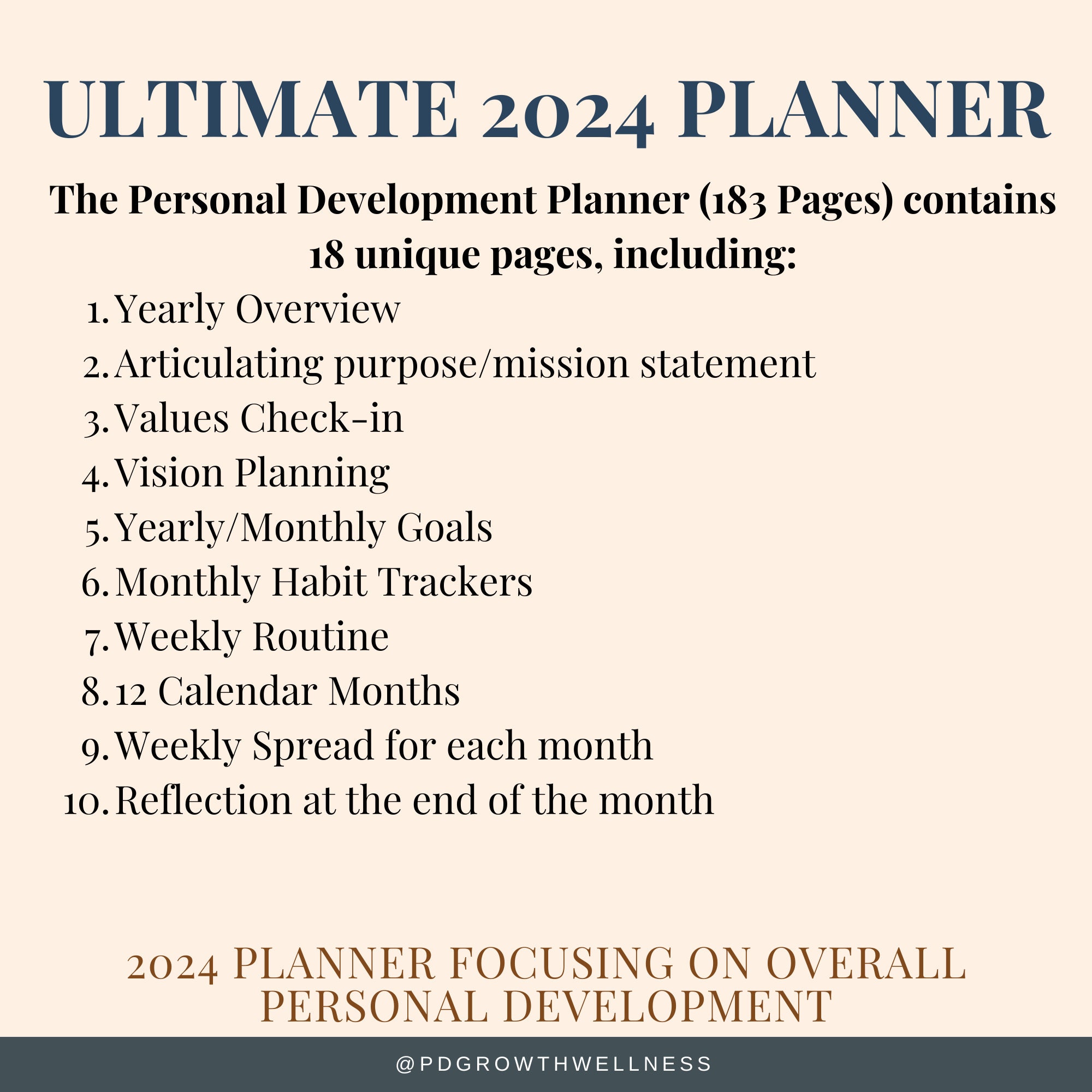 2024 Dated Printable Planner Personal Development Planner - Etsy