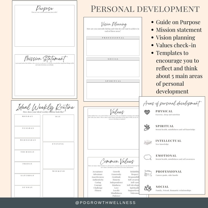 2024 Dated Printable Planner Personal Development Planner - Etsy