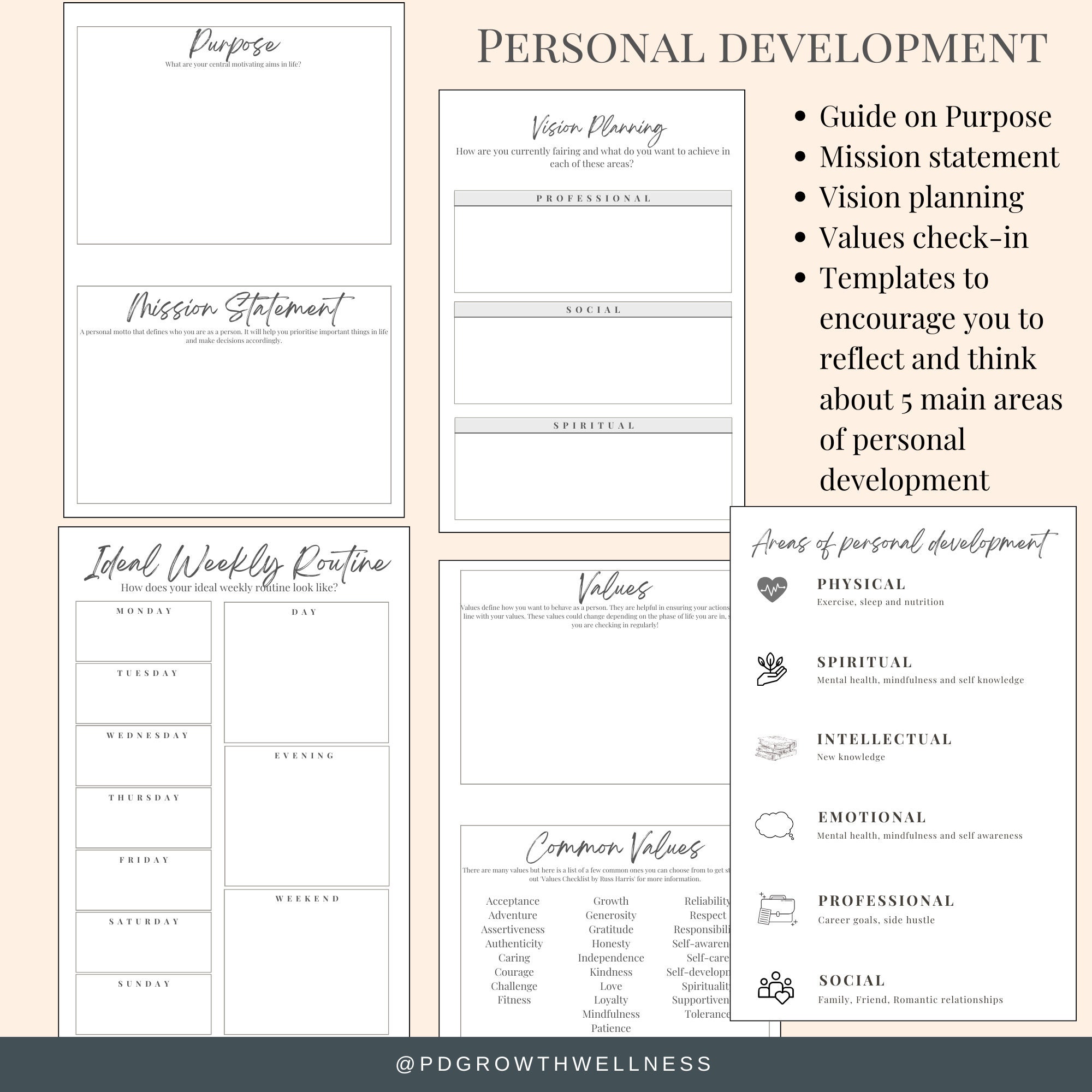 2024 Dated Printable Planner Personal Development Planner - Etsy