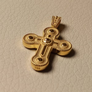 Byzantine Style Greek Orthodox Cross in 18K Solid Yellow Gold - Etsy