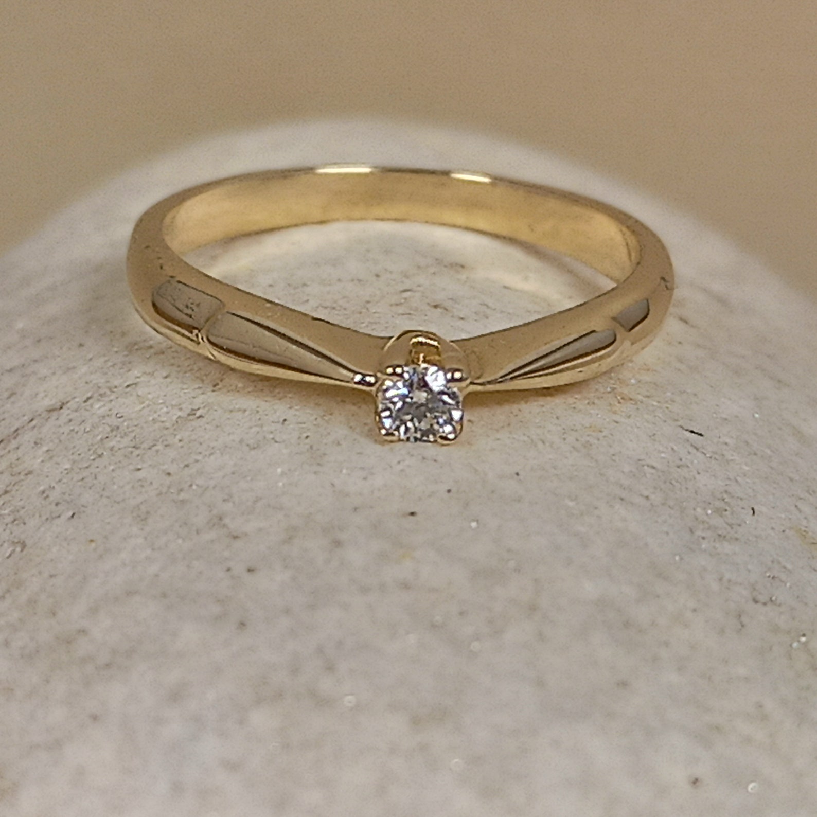 Engagement Ring With Natural Diamod in Solid 14K Yellow Gold - Etsy