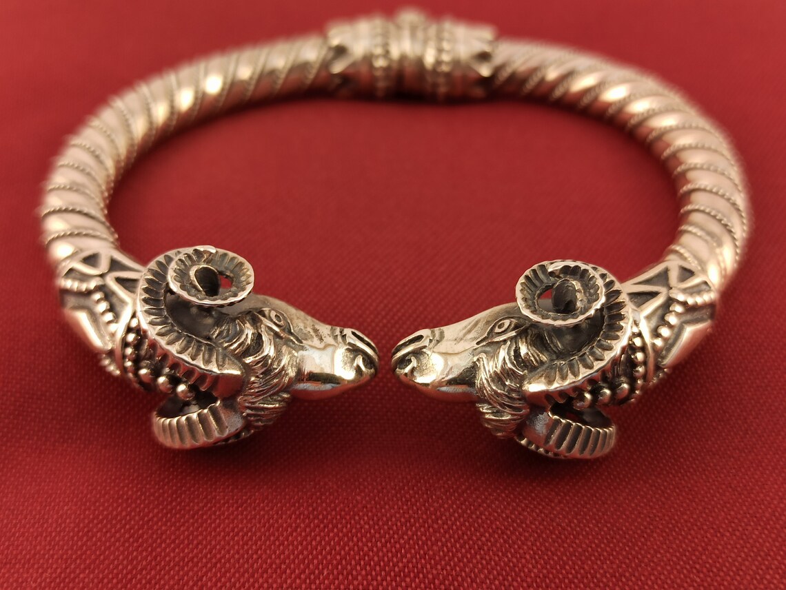 Ram Heads Bracelet in Sterling Silver 925, Sterling Silver 925 Bracelet ...
