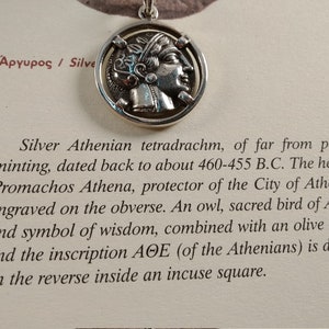 Athena Coin Pendant in Sterling Silver 925, Athena Coin Pendant, Coin ...
