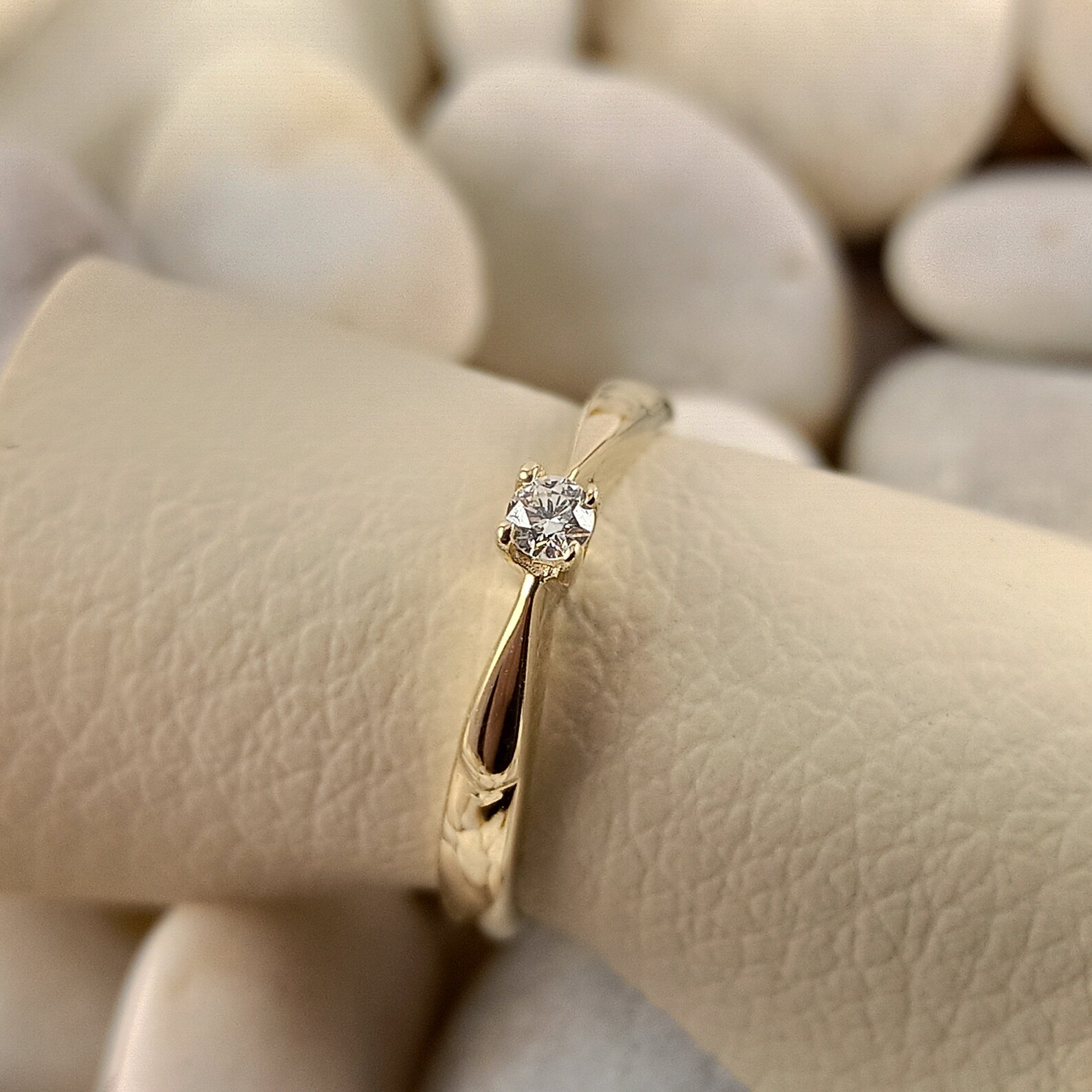 Engagement Ring With Natural Diamod in Solid 14K Yellow Gold - Etsy