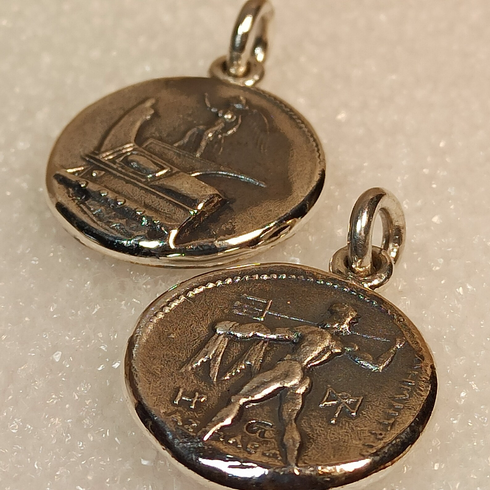 Ancient Greek Reproduction Coin of Poseidon in Sterling Silver 925 - Etsy