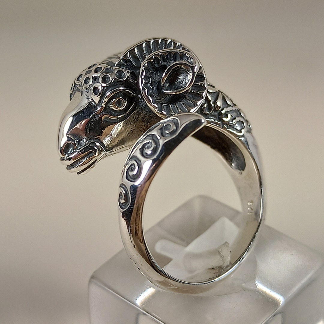 Ram Head Ring in Sterling Silver 925 - Etsy