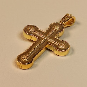 Byzantine Style Greek Orthodox Cross Made of 14 K Solid Yellow Gold - Etsy