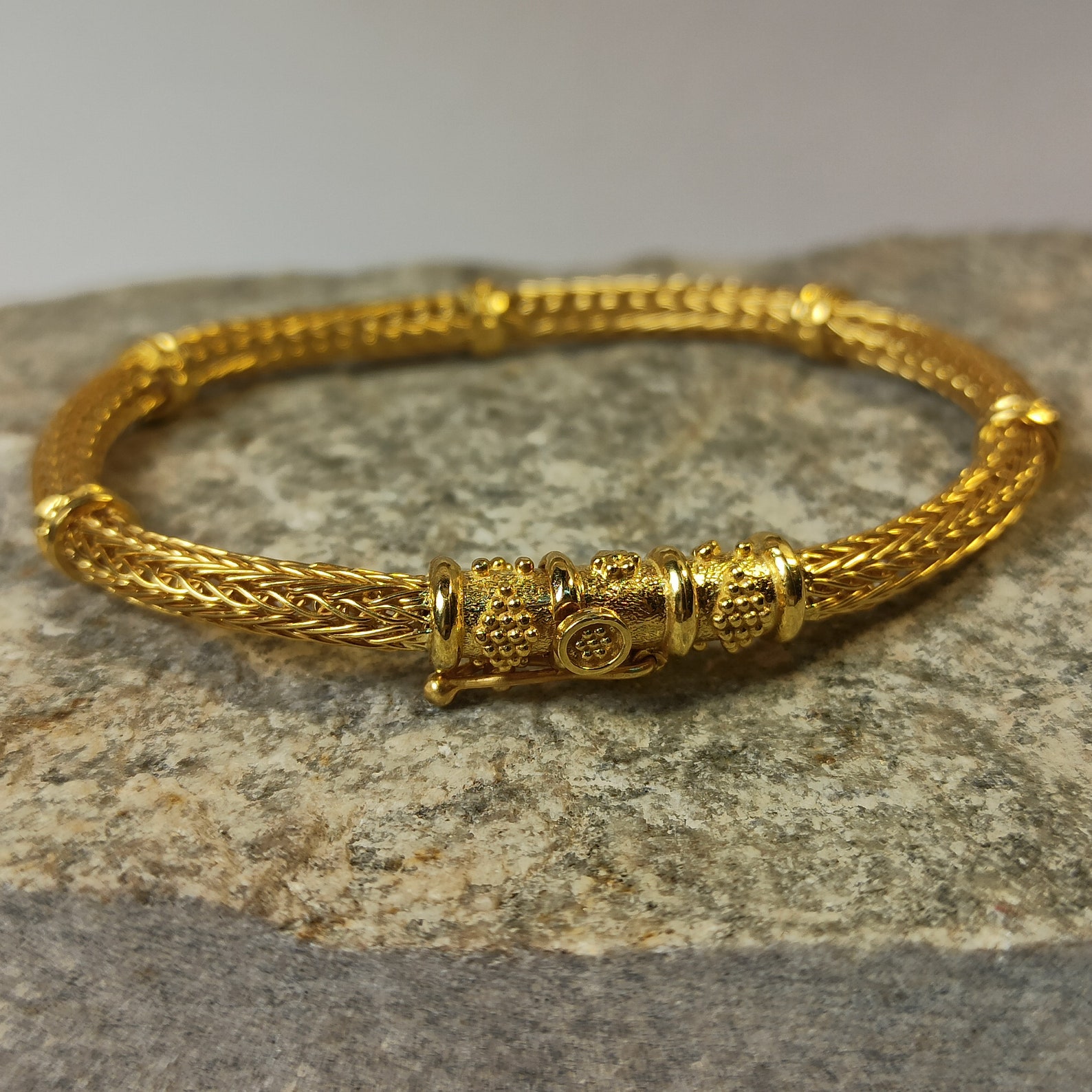Ancient Greek Style Handmade Knitted Bracelet in 18 K Solid - Etsy
