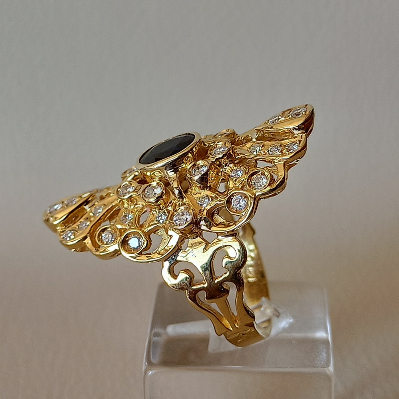 Greek Byzantine Designe Ring With Natural Brilliant Cut - Etsy