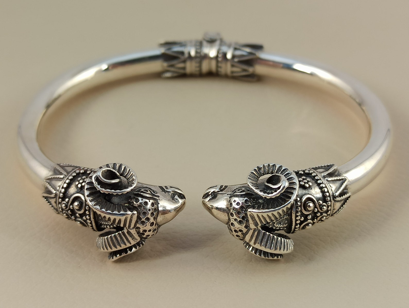 Handmade Sterling Silver Ram Head Bracelet, Filigree Detail - Etsy
