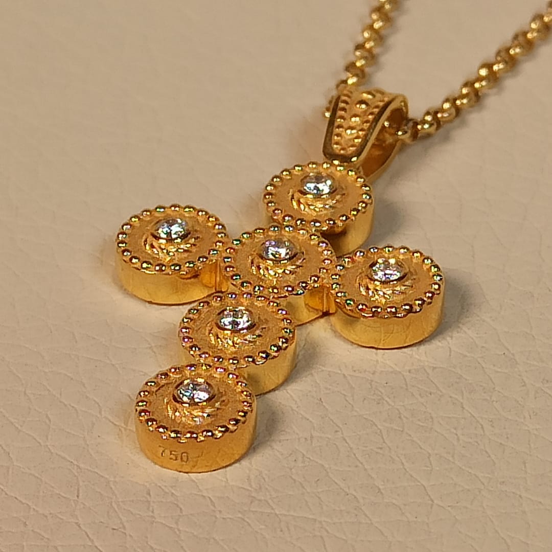 Byzantine Style Greek Orthodox Cross With Natural Diamonds Made of 18 K ...