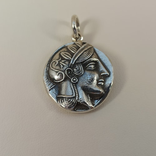 Athena Coin Pendant in Sterling Silver 925 Athena Coin - Etsy