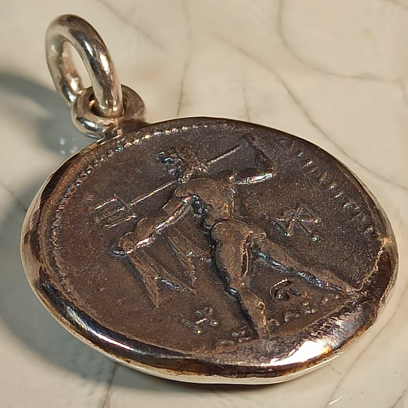 Ancient Greek Reproduction Coin of Poseidon in Sterling Silver - Etsy