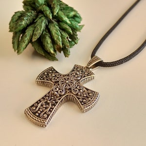 Greek Byzantine Hand Made Cross in Platinum Plated and Oxidized ...