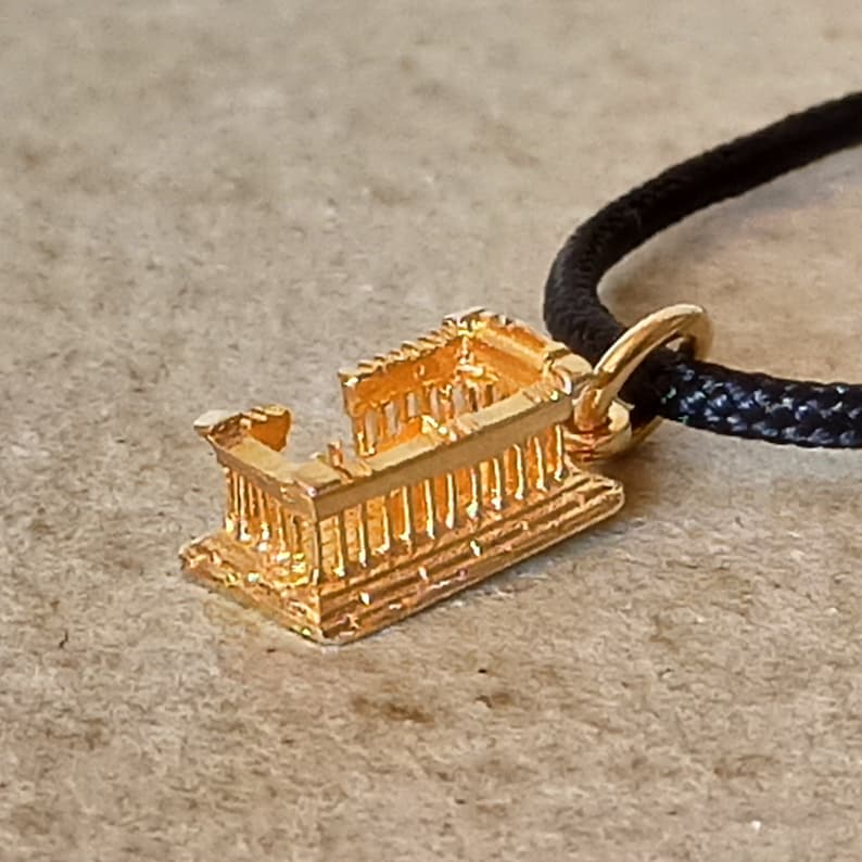 Parthenon Temple Charm for Charm Bracelet in 14 Carat Solid - Etsy