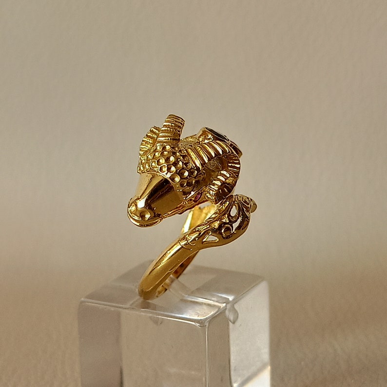 Byzantine Ram Head Ring, Sapphire, Emerald, Ruby, Diamond, 18k Gold - Etsy