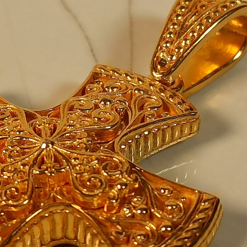 Greek Byzantine Orthodox Cross in Gold Plated Sterling Silver 925 - Etsy