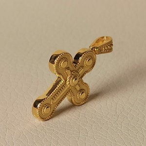 Byzantine Style Greek Orthodox Cross in 18K Solid Yellow Gold - Etsy