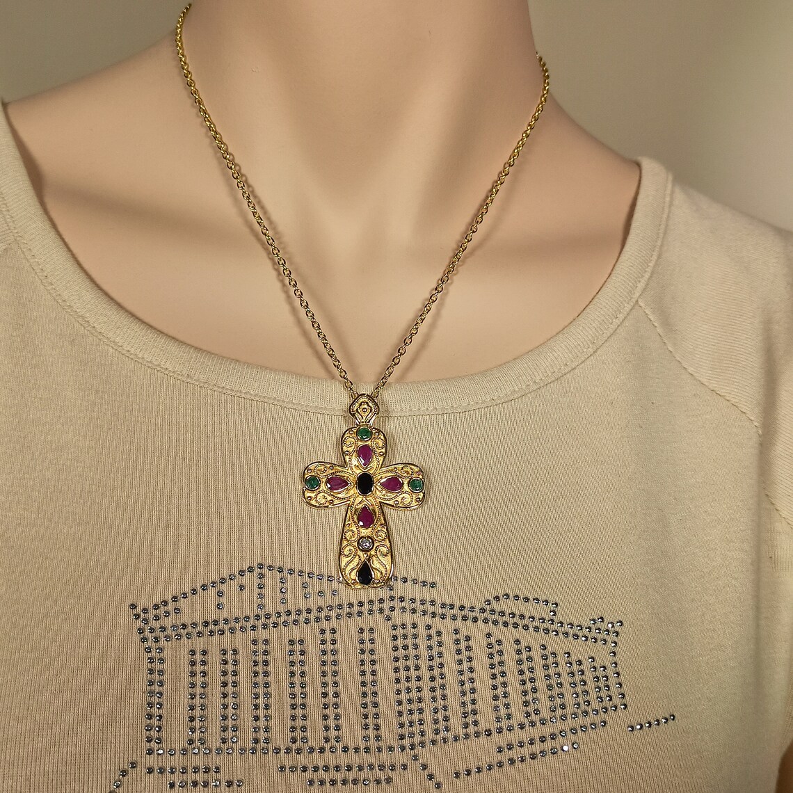 Byzantine Style Greek Cross in 18 Carat Solid Gold With | Etsy