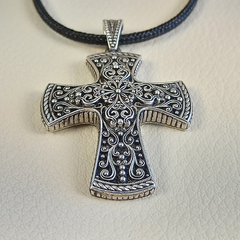 Greek Byzantine Hand Made Cross in Platinum Plated and | Etsy