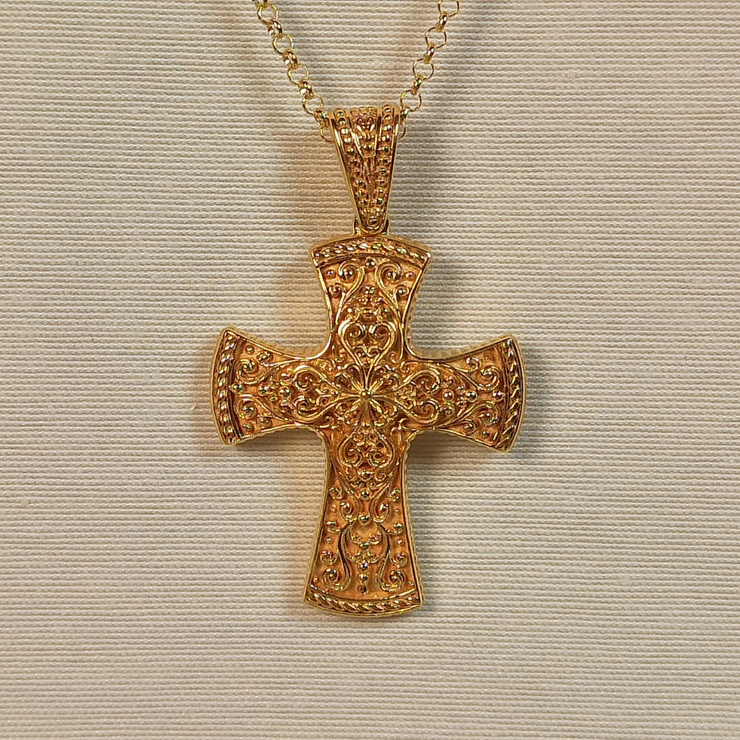 Greek Byzantine Orthodox Cross in Gold Plated Sterling Silver 925 - Etsy