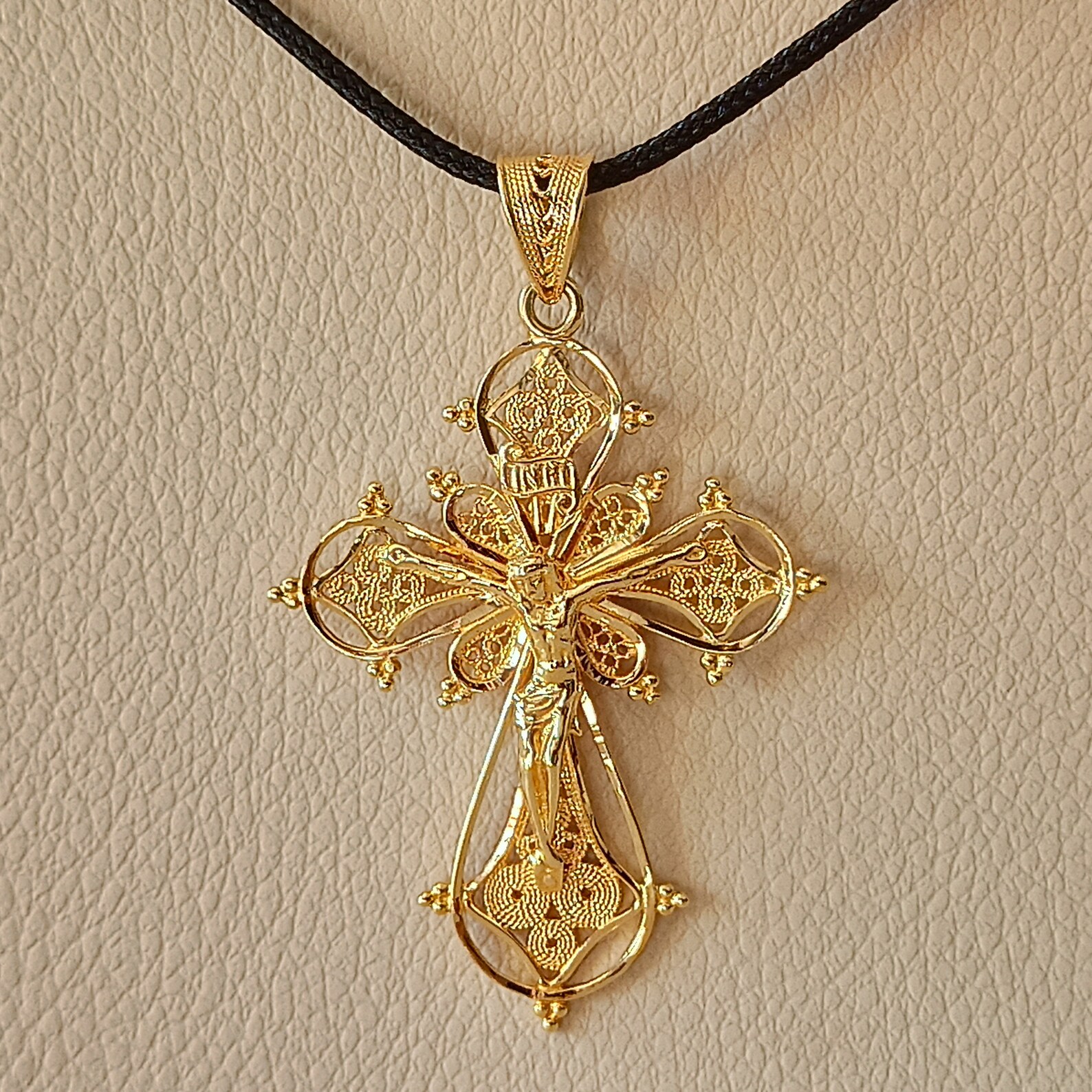 Filigree Byzantine Ortodox Cross in Solid Yellow Gold 18 Ct. | Etsy