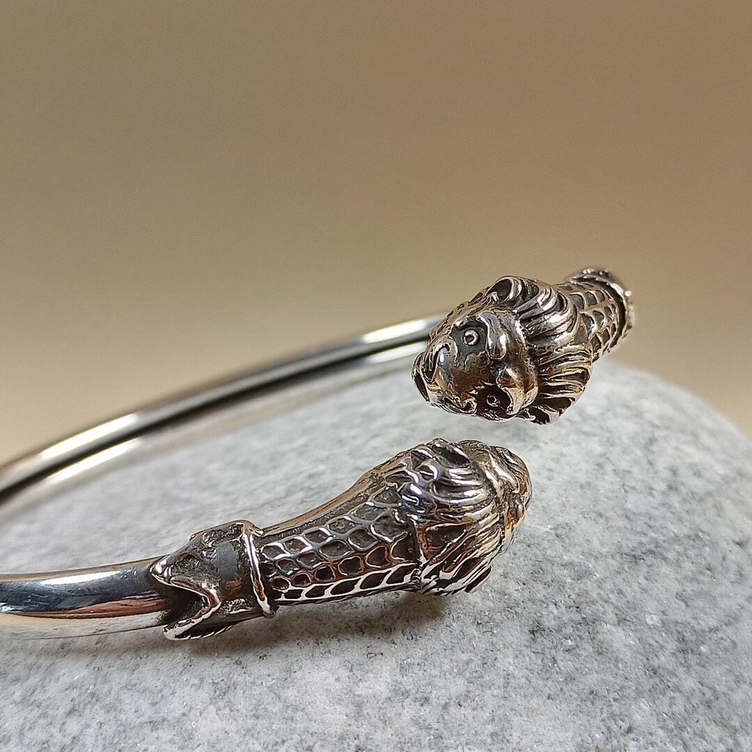 Lion Head Braceler in Sterling Silver 925 - Etsy