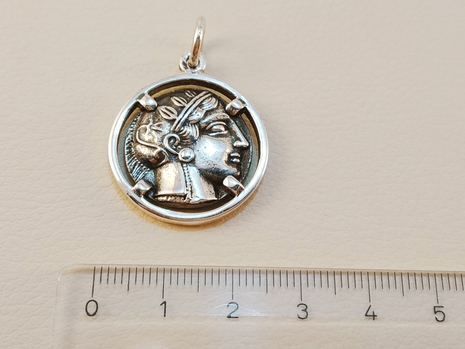 Athena Coin Pendant in Sterling Silver 925 Athena Coin - Etsy