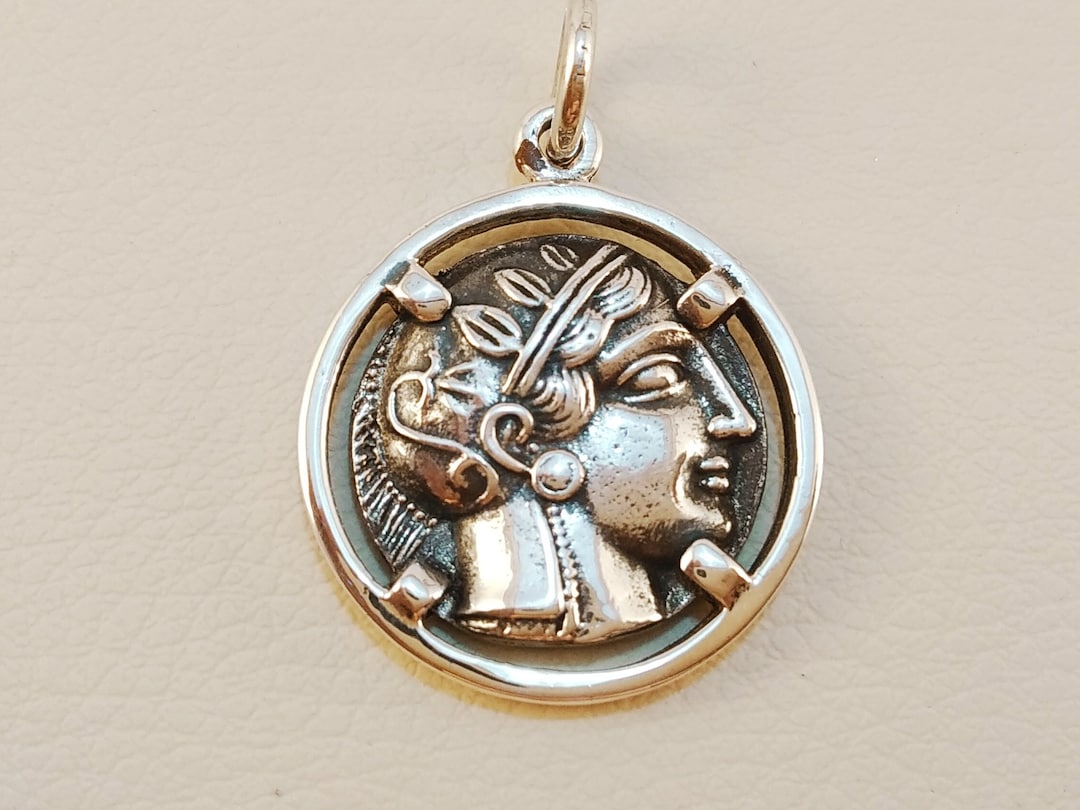 Athena Coin Pendant in Sterling Silver 925, Athena Coin Pendant, Coin ...