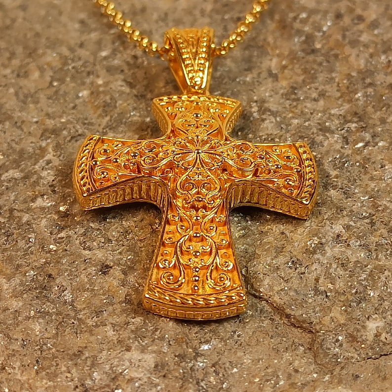 Greek Byzantine Orthodox Cross in Gold Plated Sterling Silver 925 - Etsy