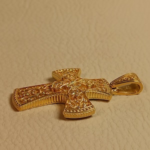 Byzantine Style Greek Orthodox Cross Made of 18K Solid Yellow Gold - Etsy