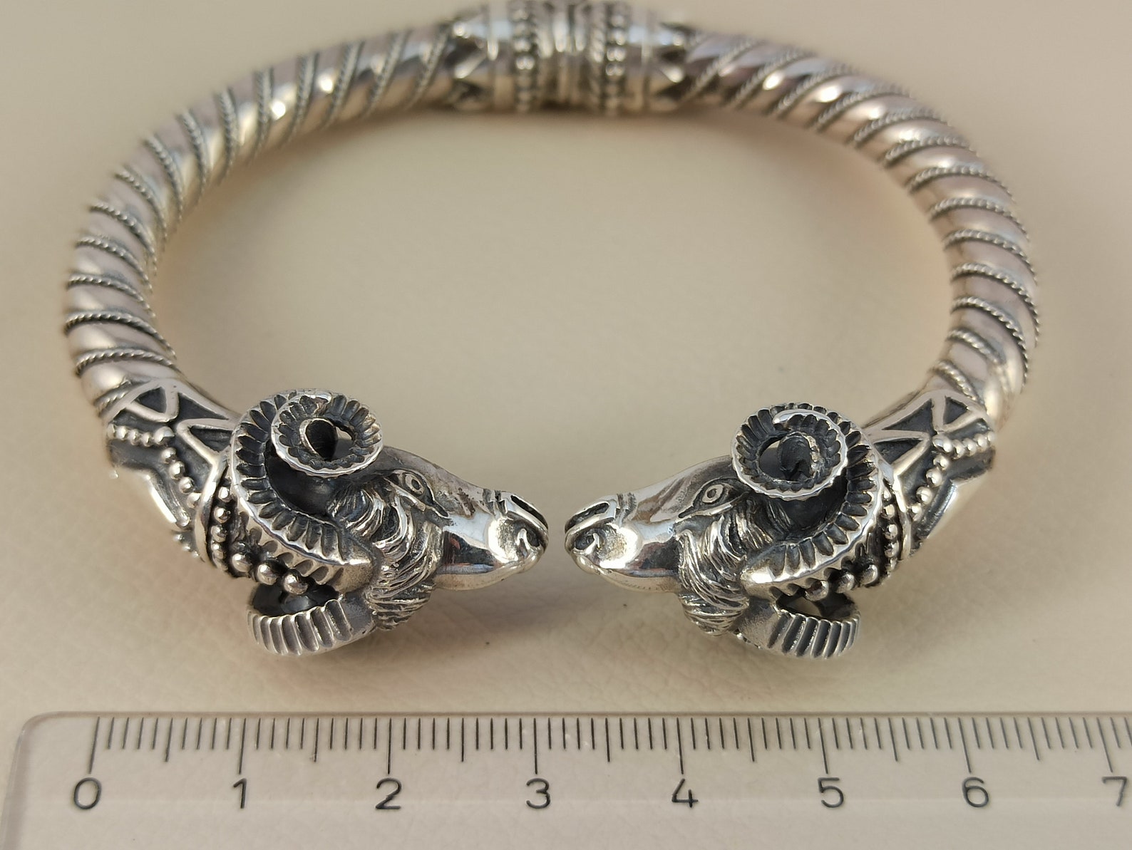 Ram Heads Bracelet in Sterling Silver 925, Sterling Silver 925 Bracelet ...