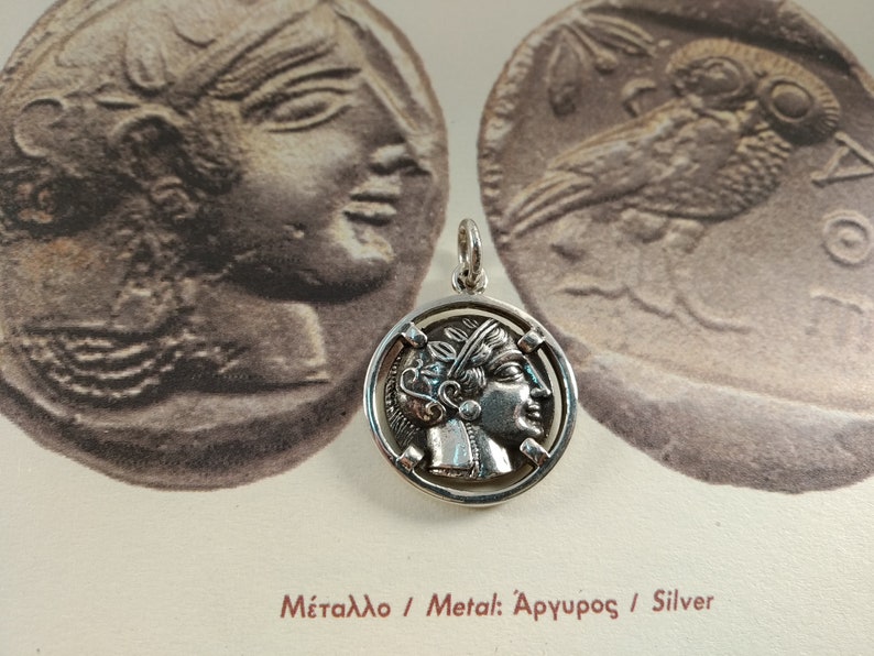 Athena Coin Pendant in Sterling Silver 925 Athena Coin - Etsy