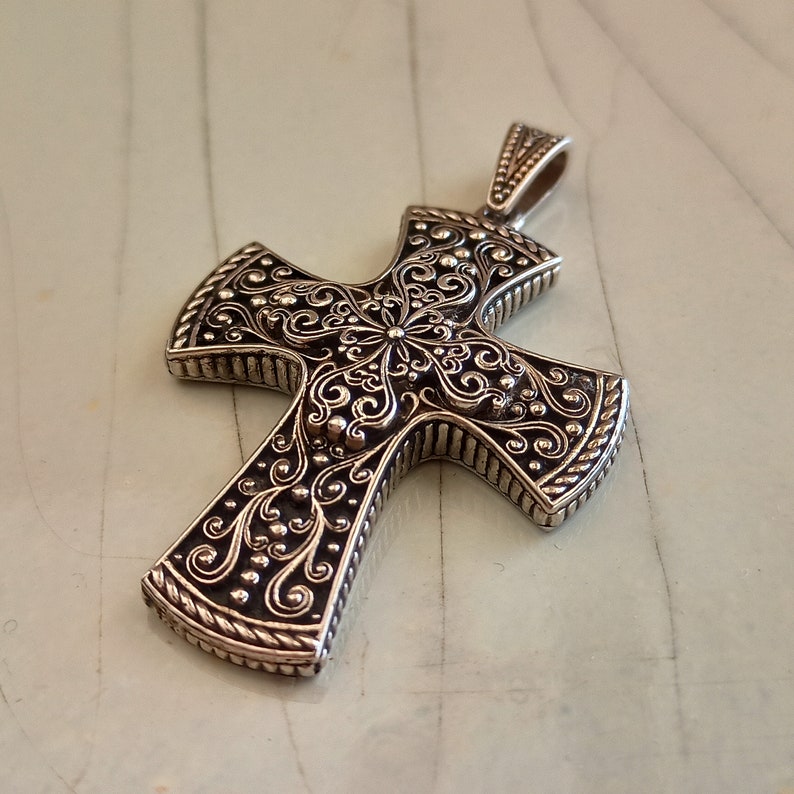 Greek Byzantine Hand Made Cross in Platinum Plated and | Etsy