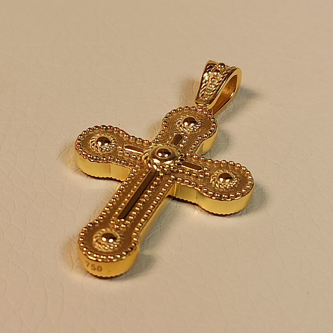 Byzantine Style Greek Orthodox Cross Made of 14 K Solid Yellow Gold - Etsy