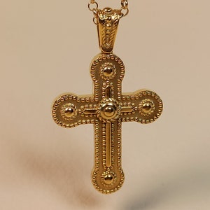 Byzantine Style Greek Orthodox Cross Made of 14 K Solid Yellow Gold - Etsy