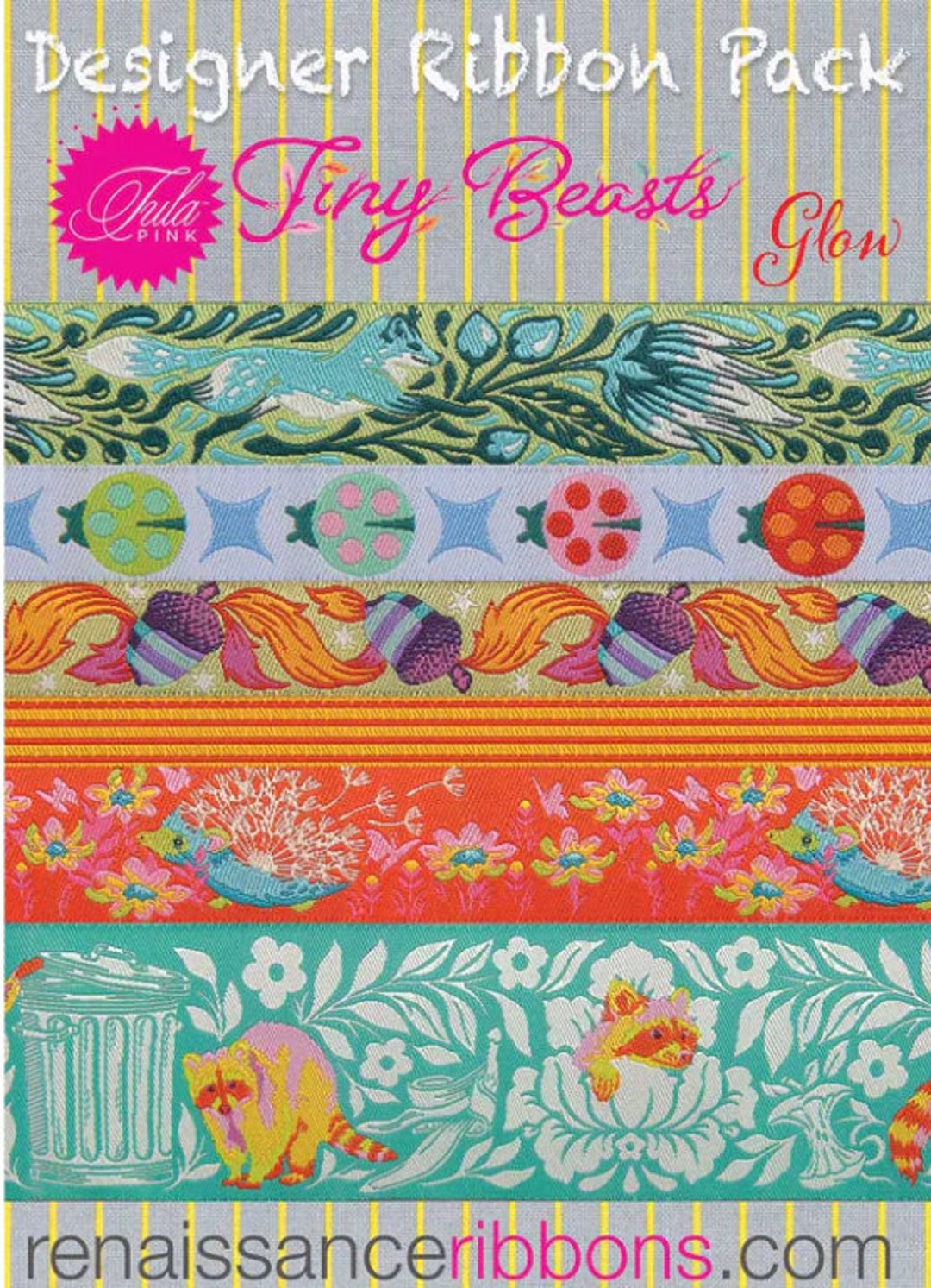 Tula Pink Ribbon Packs Tiny Beasts Glow - Etsy