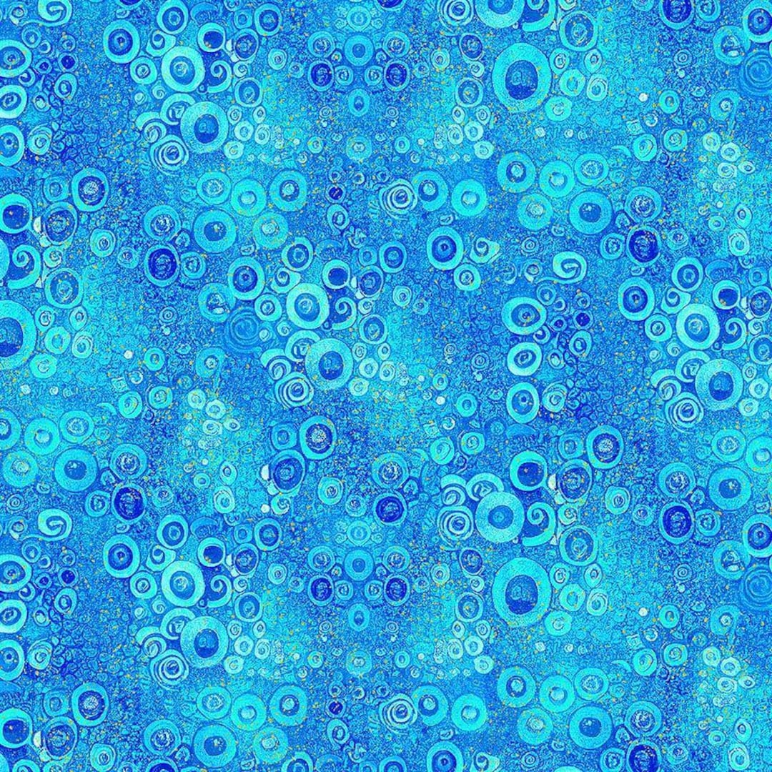 Gilded Plume Fabric: Floral Scroll Metallic Blender, Flora Blue - Etsy